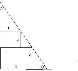 Solved givena 30 60 90 triangle with inscribed squares of | Chegg.com
