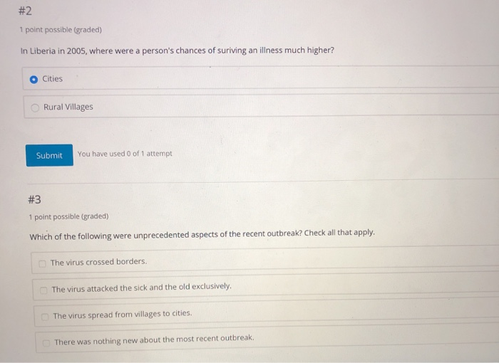 Solved #2 1 point possible (graded) In Liberia in 2005, | Chegg.com