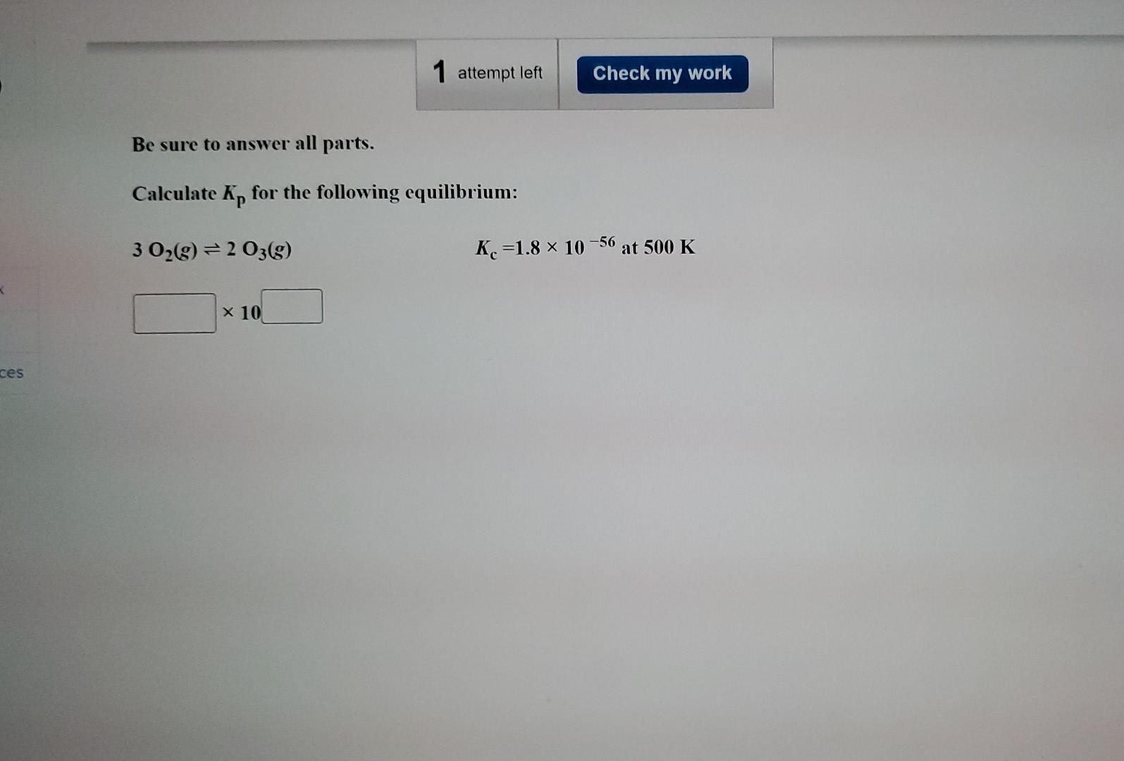 Solved 1 attempt left Check my work Be sure to answer all | Chegg.com