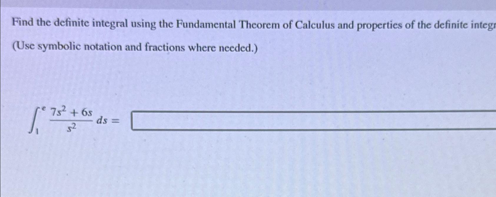 Solved Find the definite integral using the Fundamental | Chegg.com