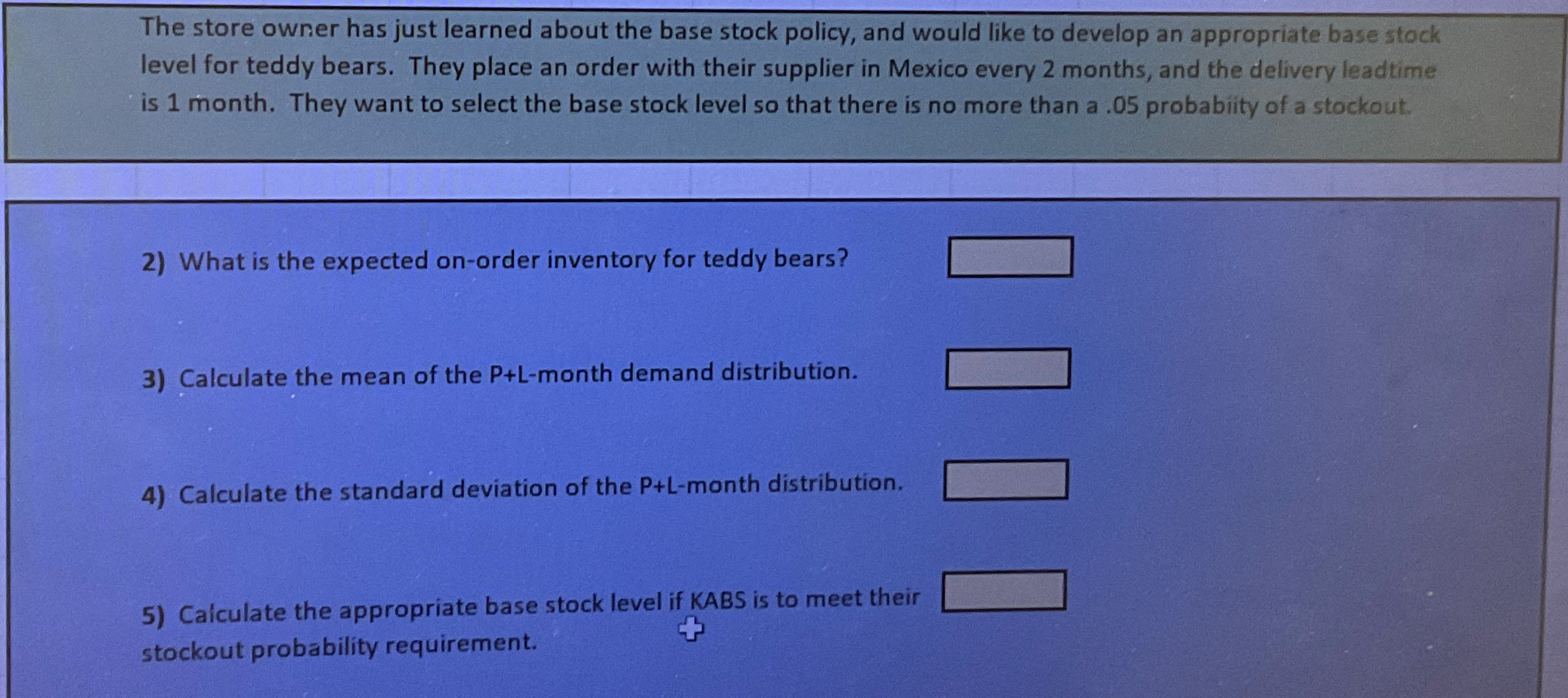 Solved The store owner has just learned about the base stock | Chegg.com