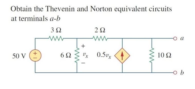 Solved Obtain the Thevenin and Norton equivalent circuits at | Chegg.com