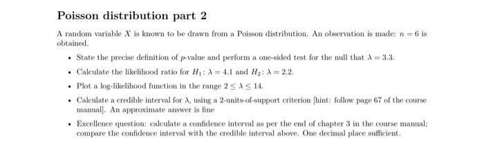 Solved Poisson distribution part 2 A random variable X is | Chegg.com