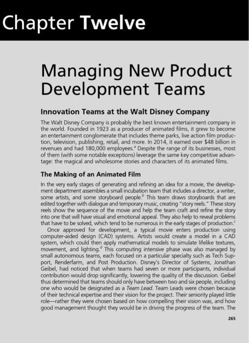 Solved The Making of an Animated Film In the very early | Chegg.com