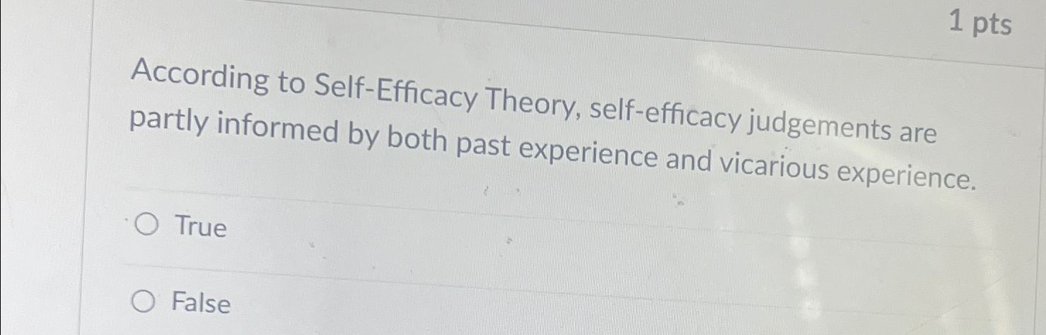 Solved According to Self-Efficacy Theory, self-efficacy | Chegg.com