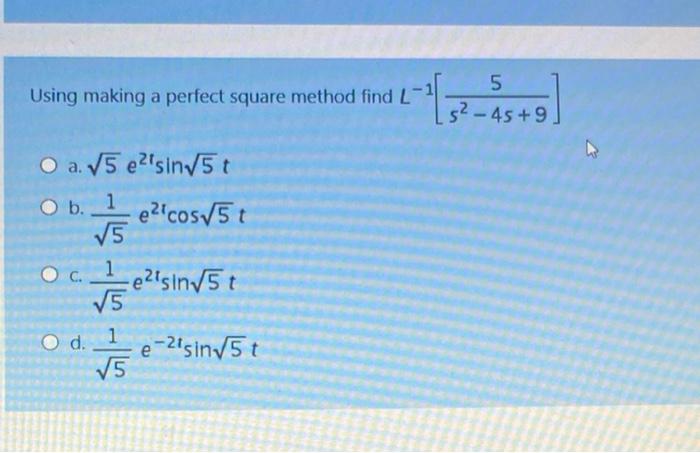 Solved Using making a perfect square method find L-1 111 5 | Chegg.com