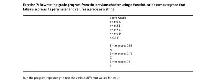 Solved Exercise 7: Rewrite the grade program from the | Chegg.com
