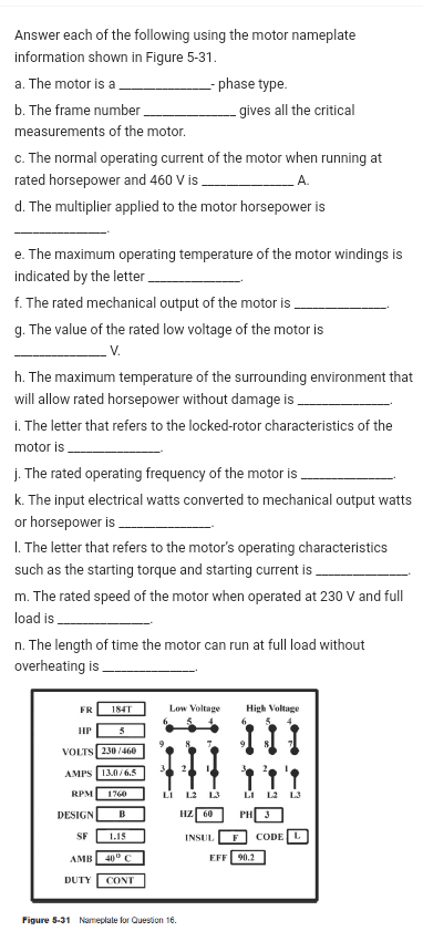 Solved Answer each of the following using the motor | Chegg.com