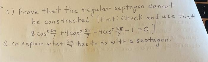 Solved HW\#7 1) Write the definition of a constructible | Chegg.com