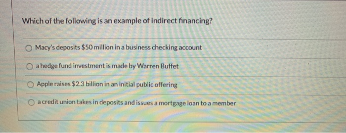 Solved Which of the following is an example of indirect | Chegg.com