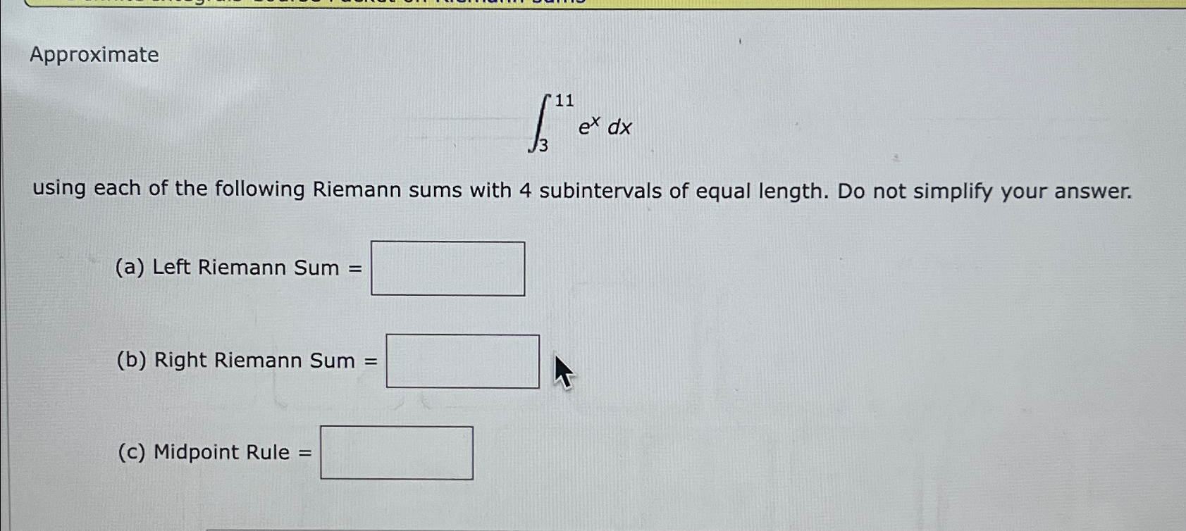 Solved Approximate∫311exdxusing each of the following | Chegg.com