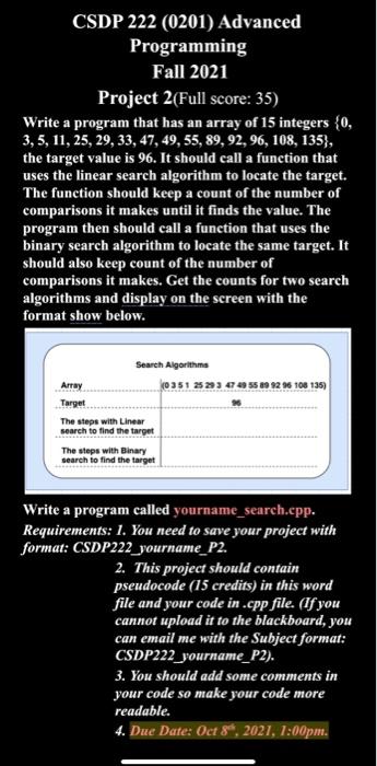 Solved CSDP 222 (0201) Advanced Programming Fall 2021 | Chegg.com