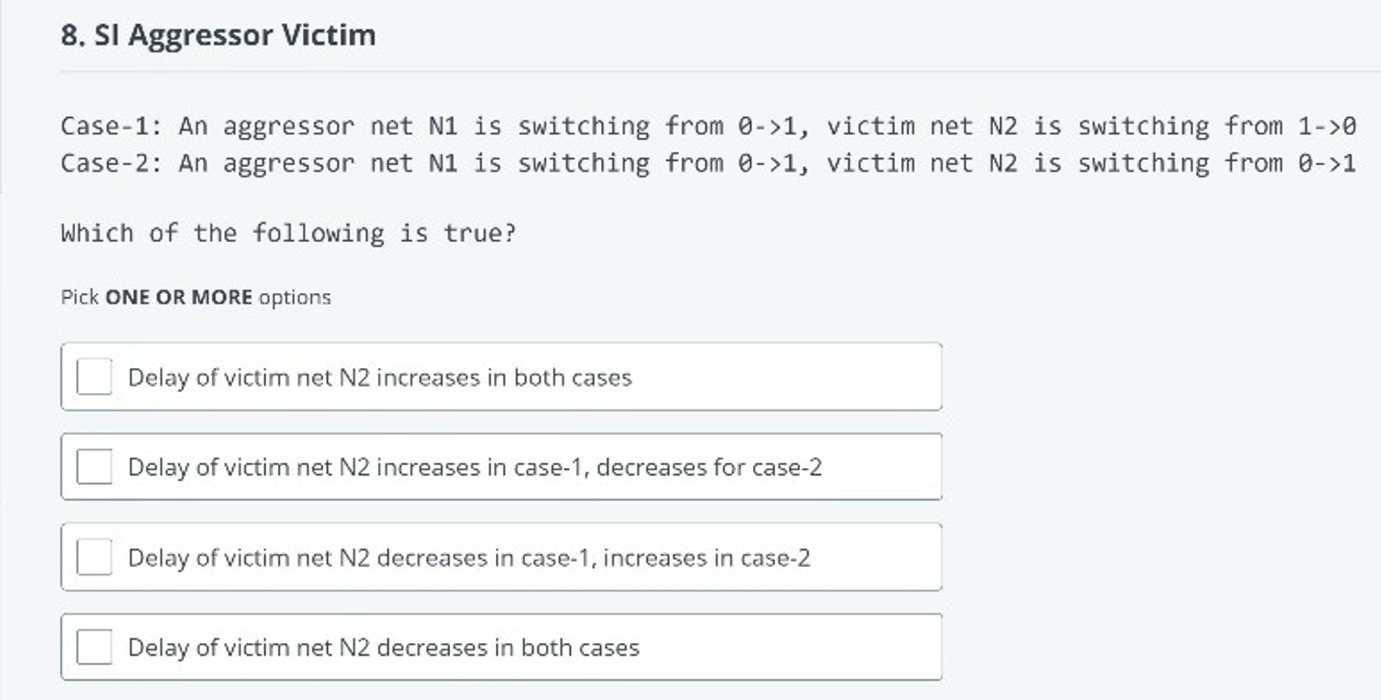 Solved SI Aggressor VictimCase-1: An aggressor net N1 ﻿is | Chegg.com