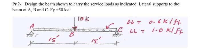 Solved Pr.2- Design the beam shown to carry the service | Chegg.com