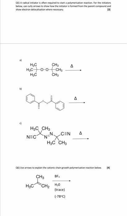 Solved 05) A radical initiator is often required to start a | Chegg.com