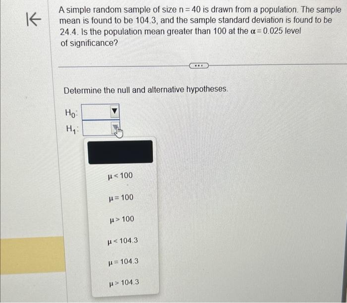 Solved A simple random sample of size n=40 is drawn from a | Chegg.com