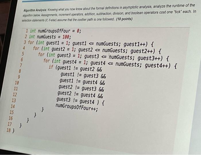 Solved Algorithm Analysis: Knowing what you now know about | Chegg.com