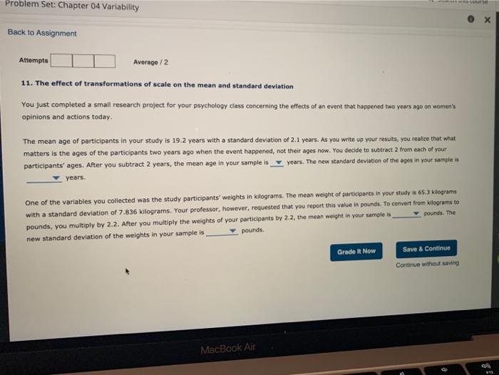 Solved Problem Set: Chapter 04 Variability х Back to | Chegg.com