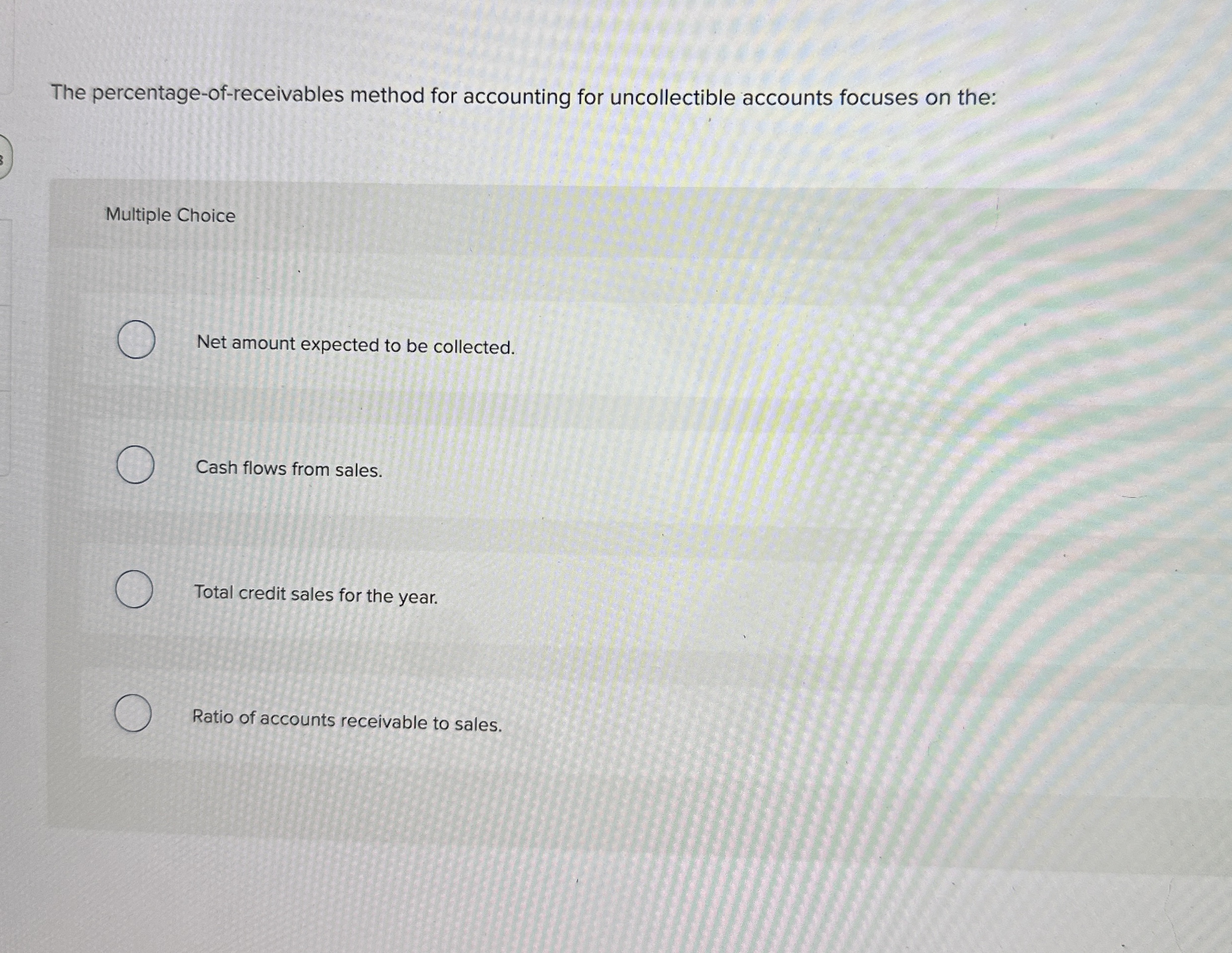 Solved The percentage-of-receivables method for accounting | Chegg.com