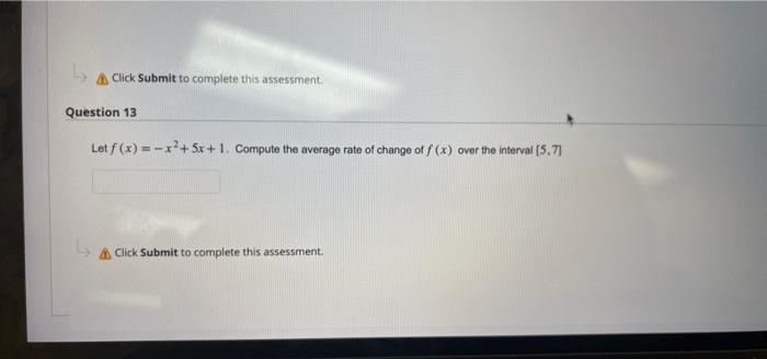 Solved Let f(x)=−x2+5x+1. Compute the average rate of change | Chegg.com
