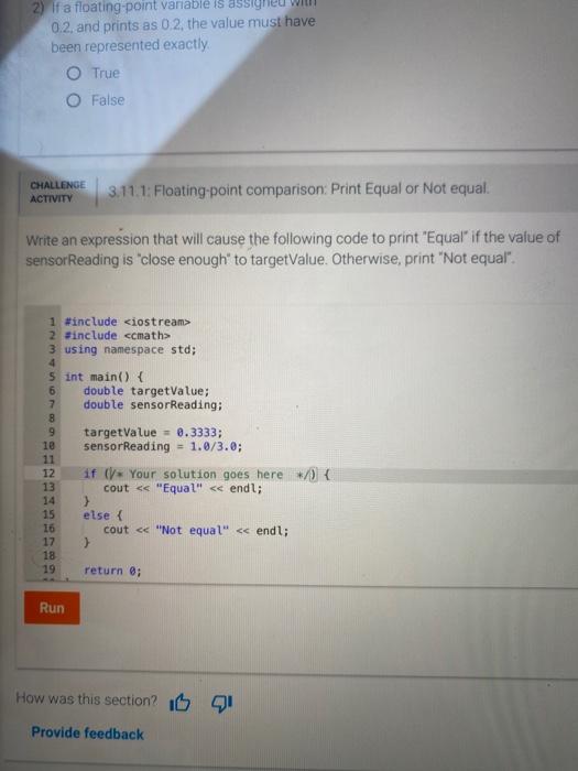 Solved 2) If a floating point variable is assigned 0.2. and | Chegg.com