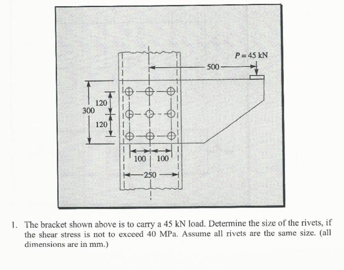 Solved The bracket shown above is to carry a 45kN load. | Chegg.com