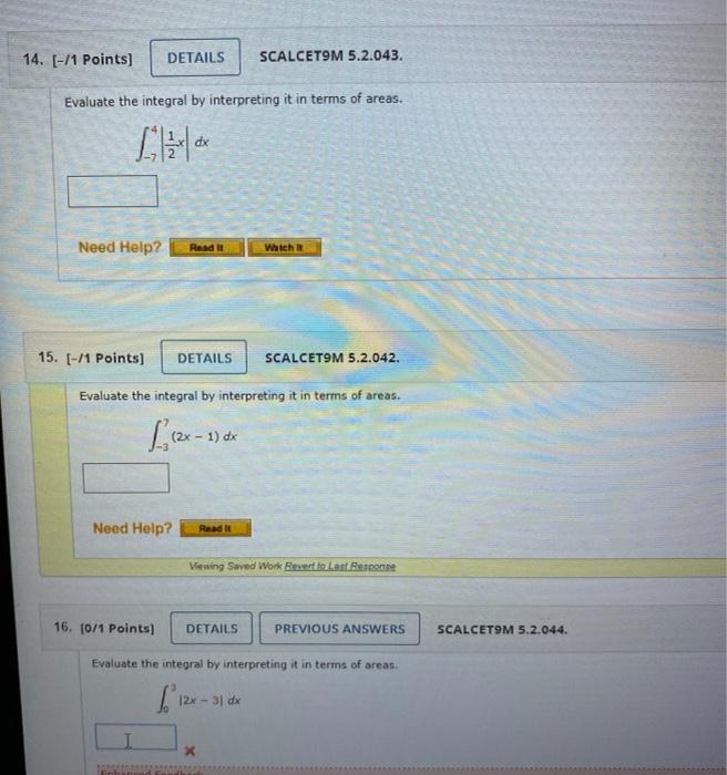 Solved 14. (-/1 Points) DETAILS SCALCET9M 5.2.043. Evaluate | Chegg.com Solved 14. (-/1 Points) DETAILS SCALCET9M 5.2.043. Evaluate | Chegg.com