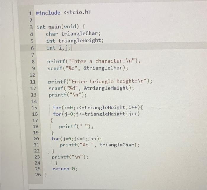 Solved This program will output a right tnangle based on | Chegg.com