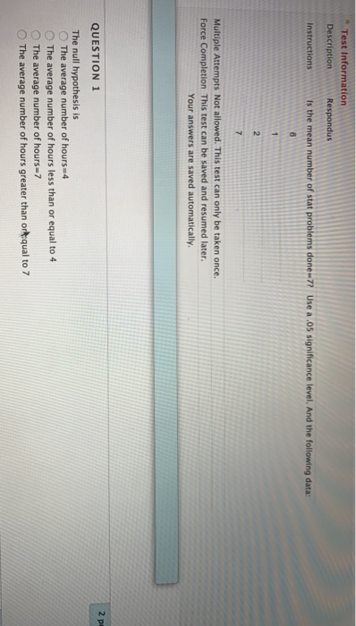Solved Test Information Description Respondus Instructions | Chegg.com