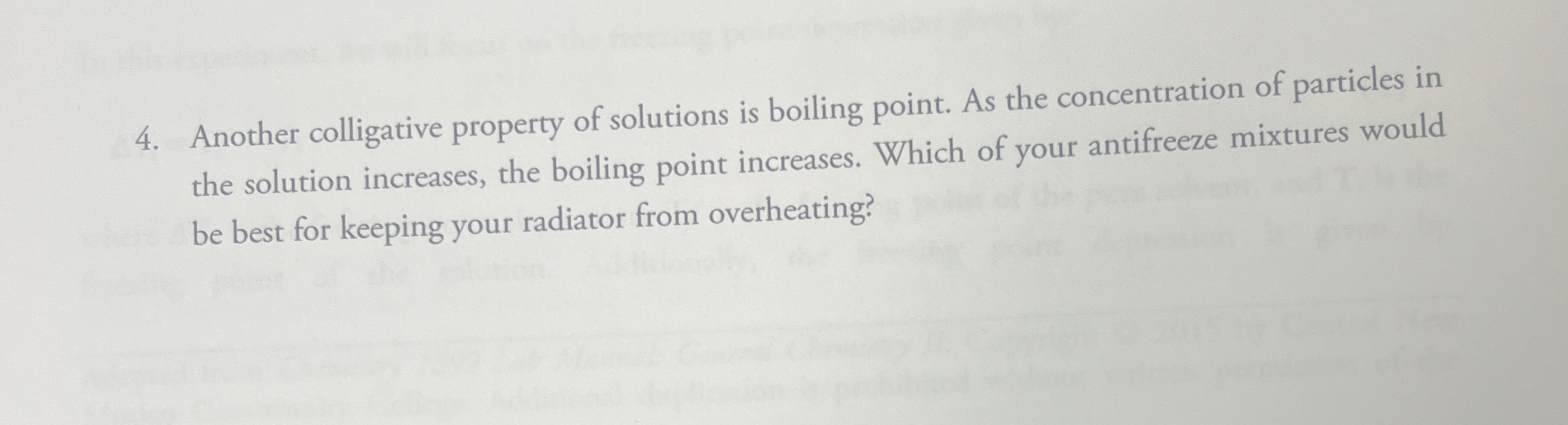 Solved Another colligative property of solutions is boiling | Chegg.com