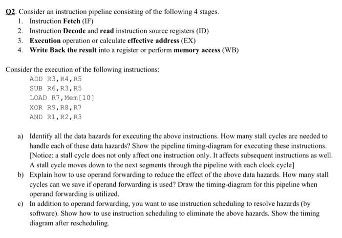 Solved Q2. Consider an instruction pipeline consisting of | Chegg.com