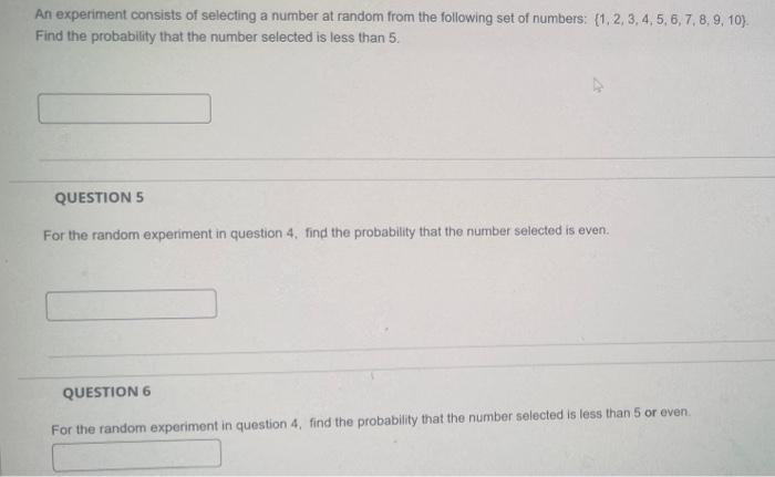 Solved An experiment consists of selecting a number at | Chegg.com