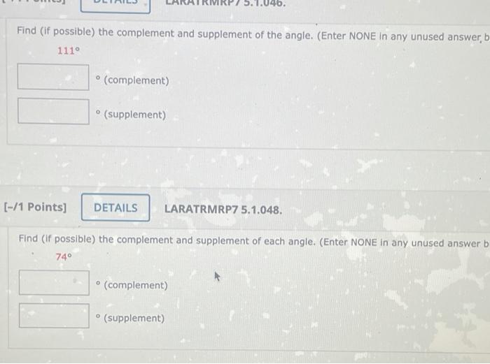 Solved Find (if possible) the complement and supplement of | Chegg.com