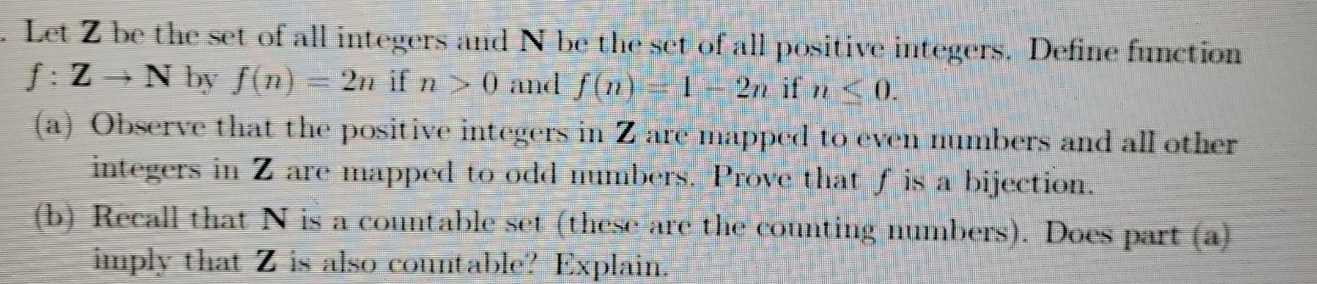 Solved . Let Z be the set of all integers and N be the set | Chegg.com