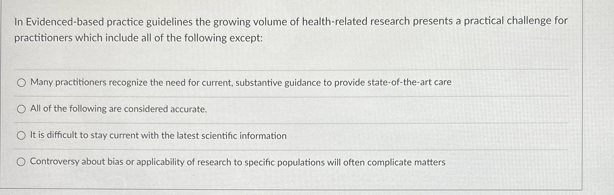 Solved In Evidenced-based practice guidelines the growing | Chegg.com