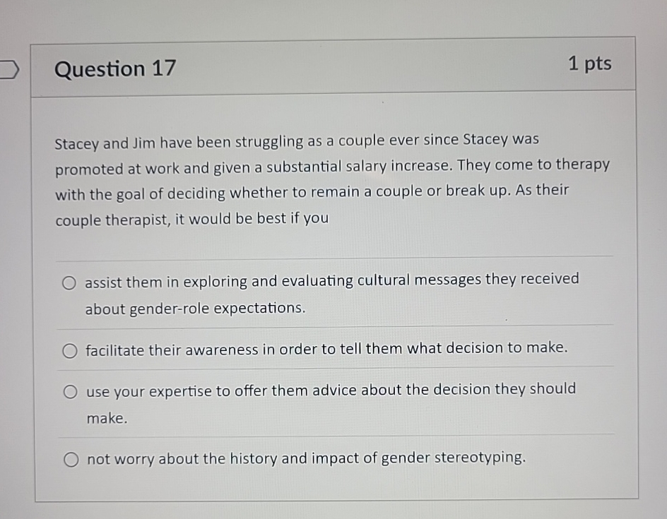Solved Question 171 ﻿ptsStacey and Jim have been struggling | Chegg.com