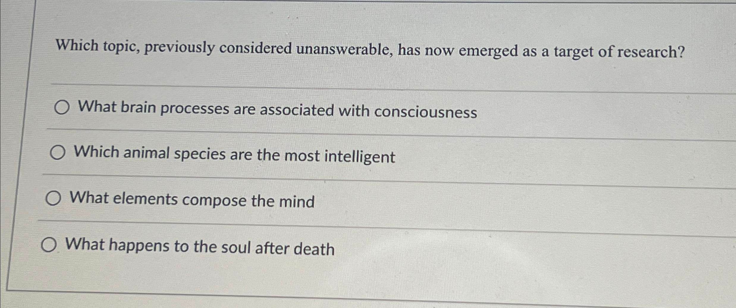 Solved Which topic, previously considered unanswerable, has | Chegg.com