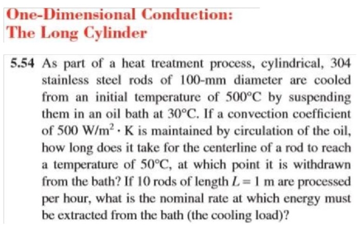 Solved One-Dimensional Conduction: The Long Cylinder 5.54 As | Chegg.com