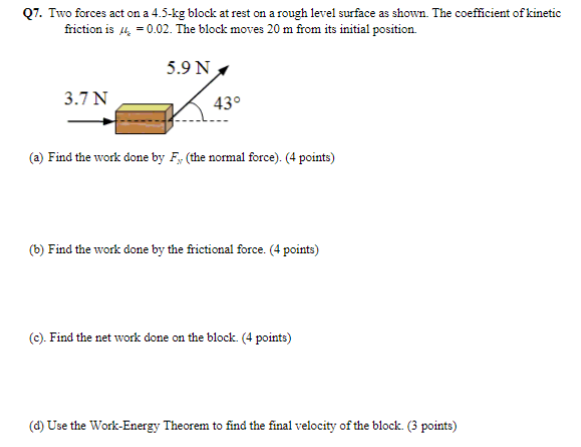 Solved Q7. ﻿Two forces act on a 4.5-kg ﻿block at rest on a | Chegg.com