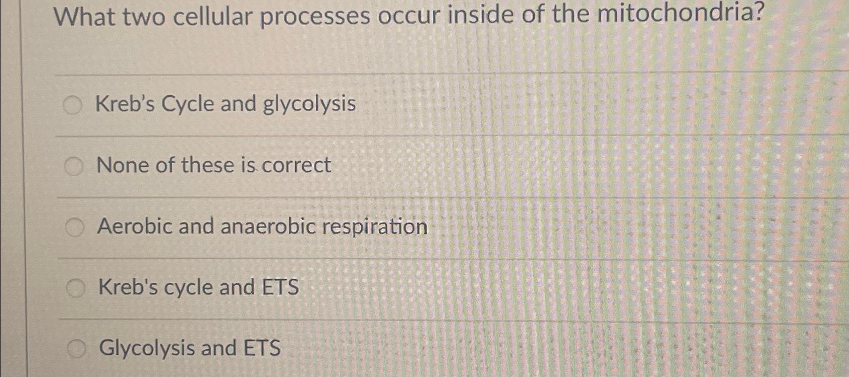 Solved What two cellular processes occur inside of the | Chegg.com