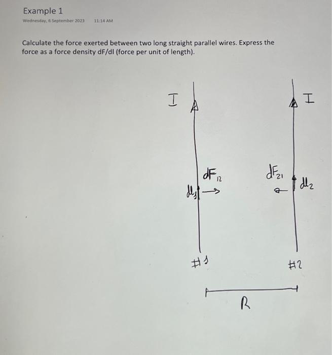 Solved Calculate the force exerted between two long straight | Chegg.com