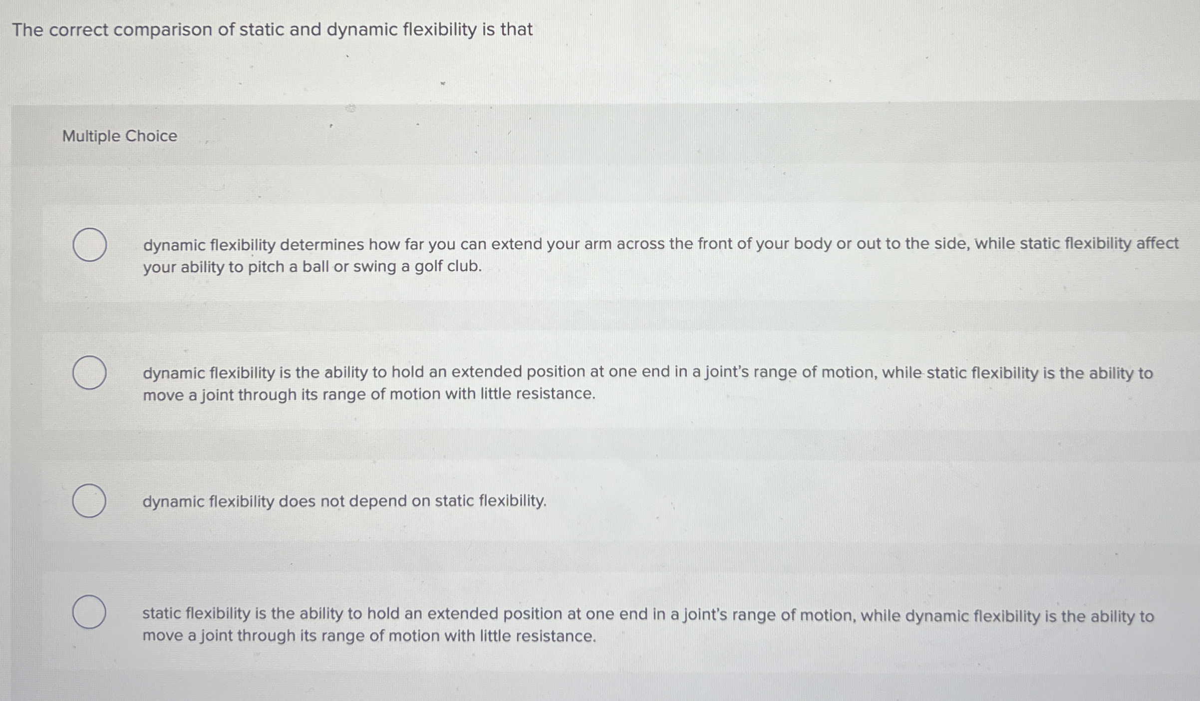 Solved The correct comparison of static and dynamic | Chegg.com