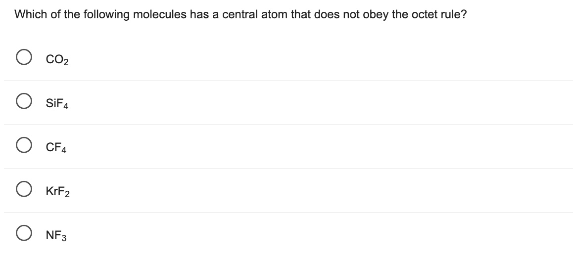 Solved Which of ﻿the following molecules has a central atom | Chegg.com
