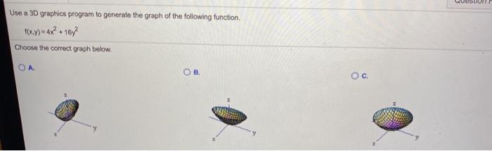 Solved Use a 3D graphics program to generate the graph of | Chegg.com