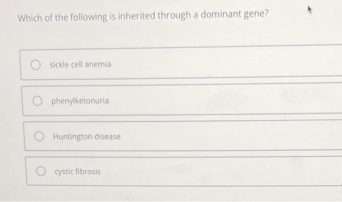 Solved Which of the following is inherited through a | Chegg.com