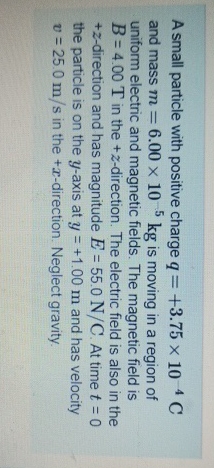 Solved A small particle with positive charge q=+3.75×10-4C | Chegg.com