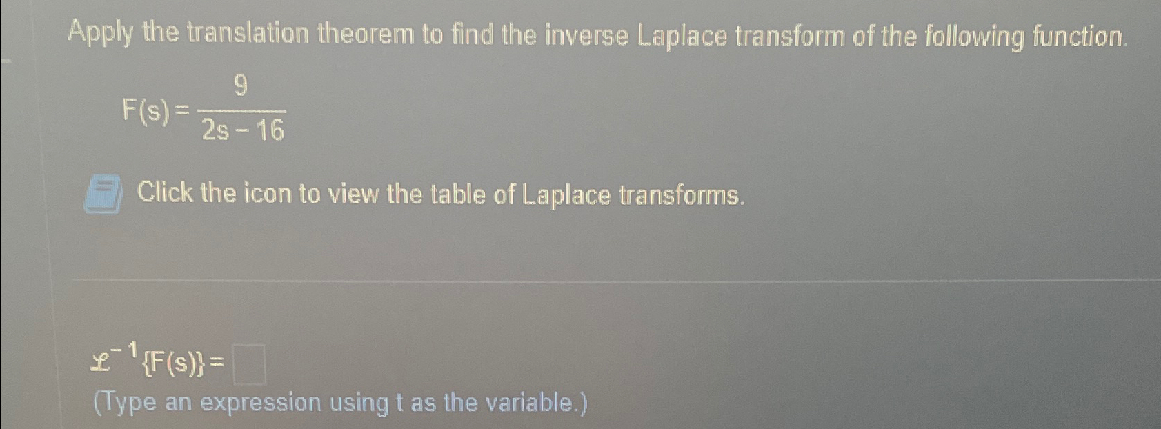 Apply the translation theorem to find the inverse | Chegg.com