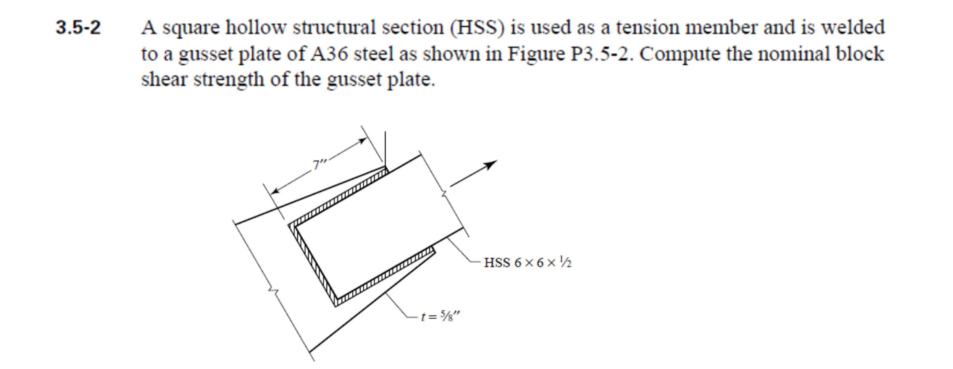 Solved 3.5-2 ﻿A square hollow structural section (HSS) ﻿is | Chegg.com