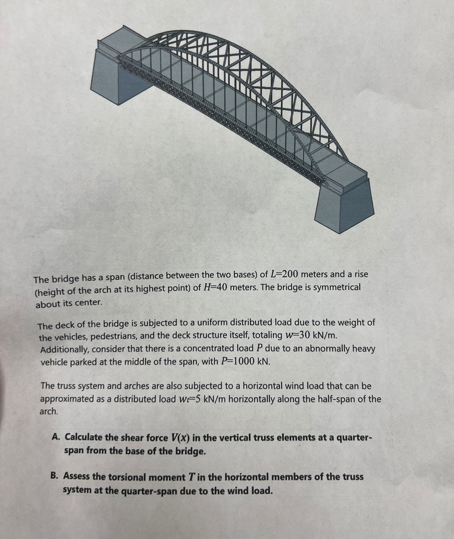 Solved The bridge has a span (distance between the two | Chegg.com