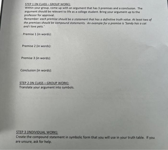 Solved STEP 1 (IN CLASS - GROUP WORK): Within your group, | Chegg.com